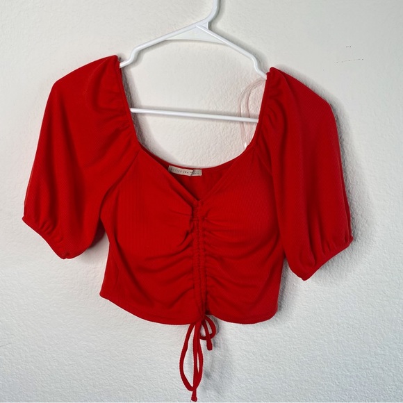 Active USA | Tops | Red Puff Sleeve Blouse | Poshmark